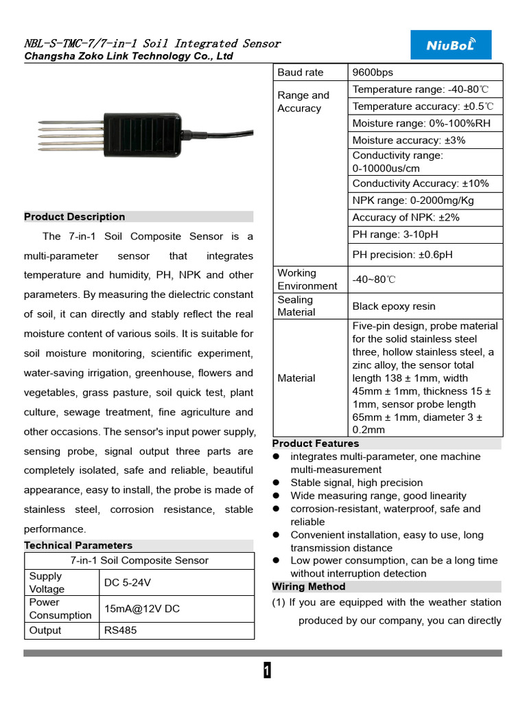 7 in 1 Soil Composite Sensor Manual | PDF | Sensor