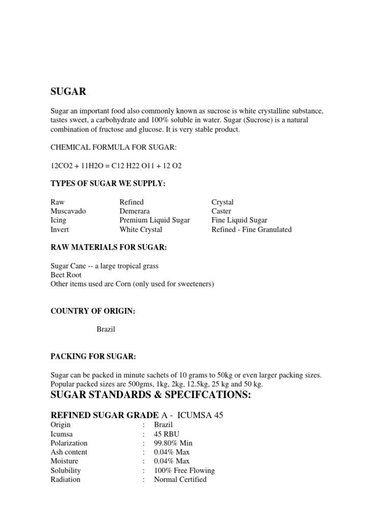 Sugar Specifications-3 | PDF | Sugar | Diet & Nutrition