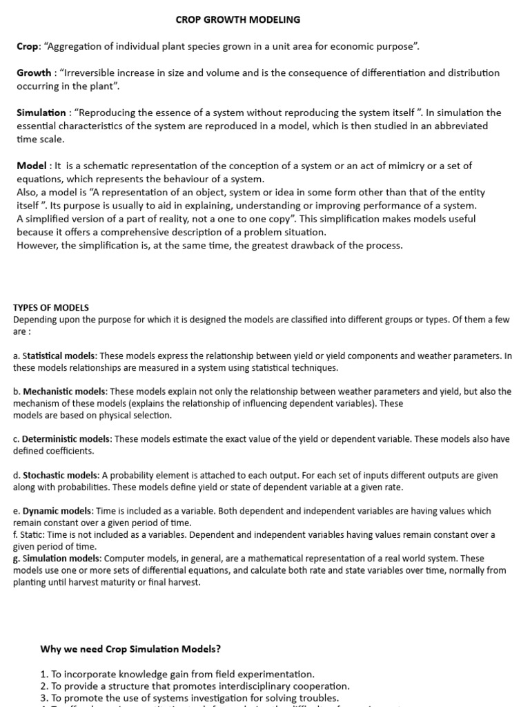 Crop Model, Ict in Ag | PDF | Conceptual Model | Soil