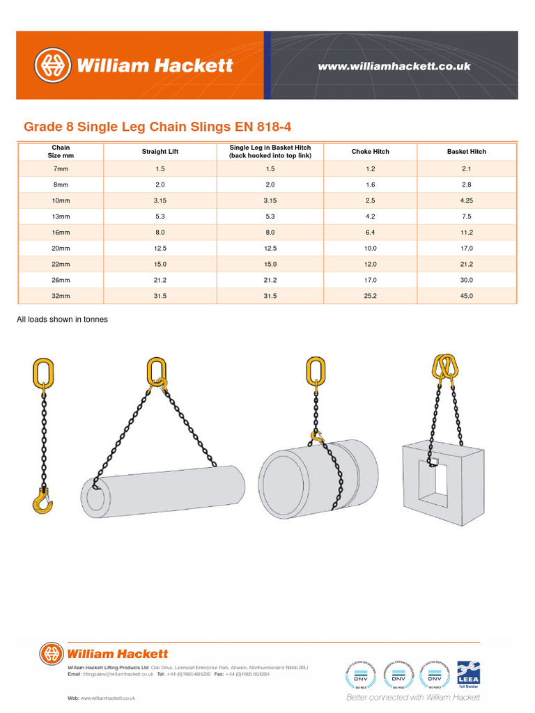 Grade 8 Single Leg Chain Slings en 818-4 | PDF