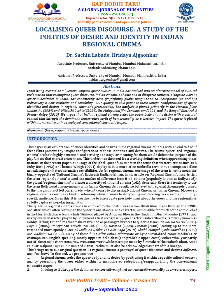 (74-78) Localising Queer Discourse A Study of The Politics of Desire ...