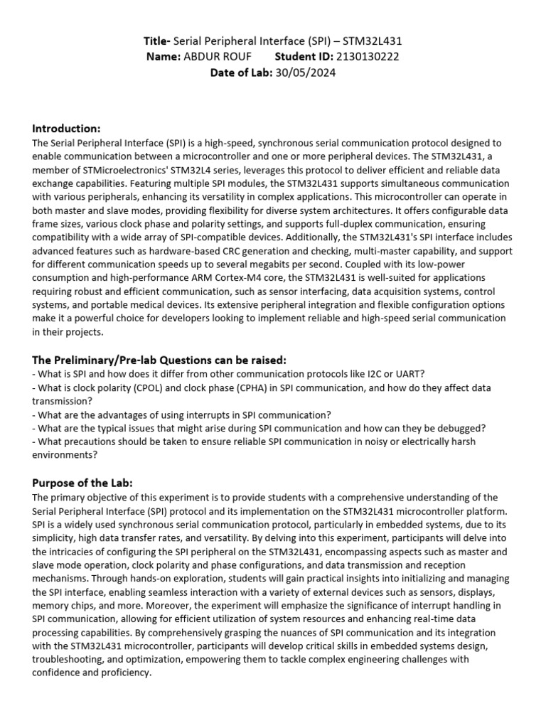 Lab Report 10 | PDF | Microcontroller | Computer Engineering