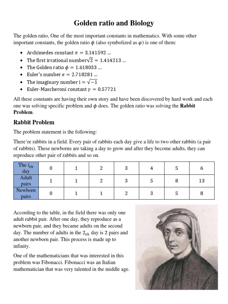 Golden Ratio and Biology Draft 1 | PDF | Ratio | Mathematics