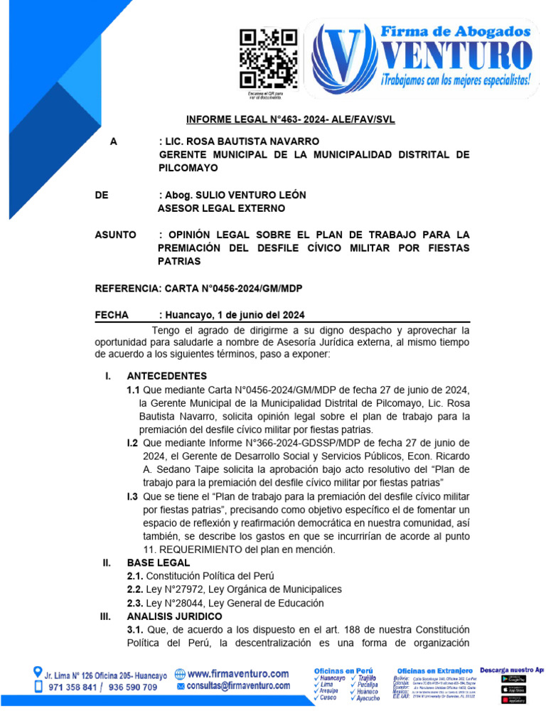 Op. Leg.463 - Carta N°456-2024-GM-MDP (Plan premiación) | Descargar gratis PDF ...