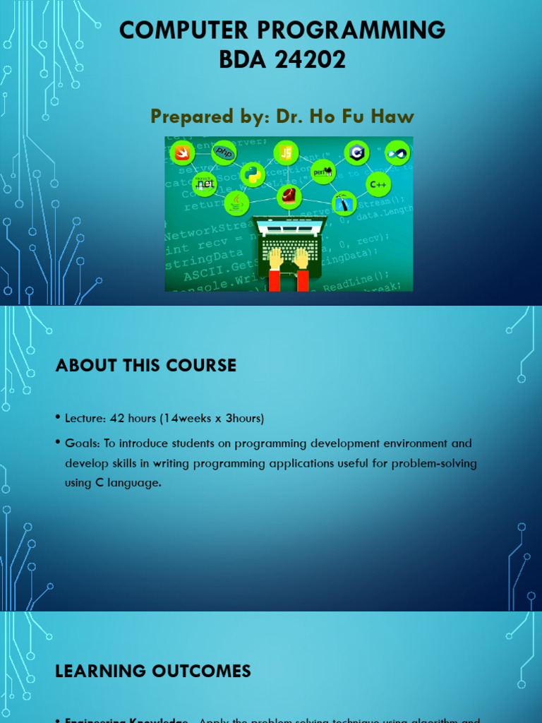 Computer Programming BDA 24202: Prepared By: Dr. Ho Fu Haw | PDF ... Computer Programming BDA 24202: Prepared By: Dr. Ho Fu Haw | PDF ...