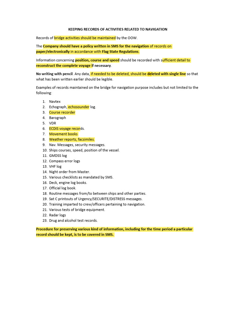 13A. Bridge Navigational Keeping of Records | PDF | Business