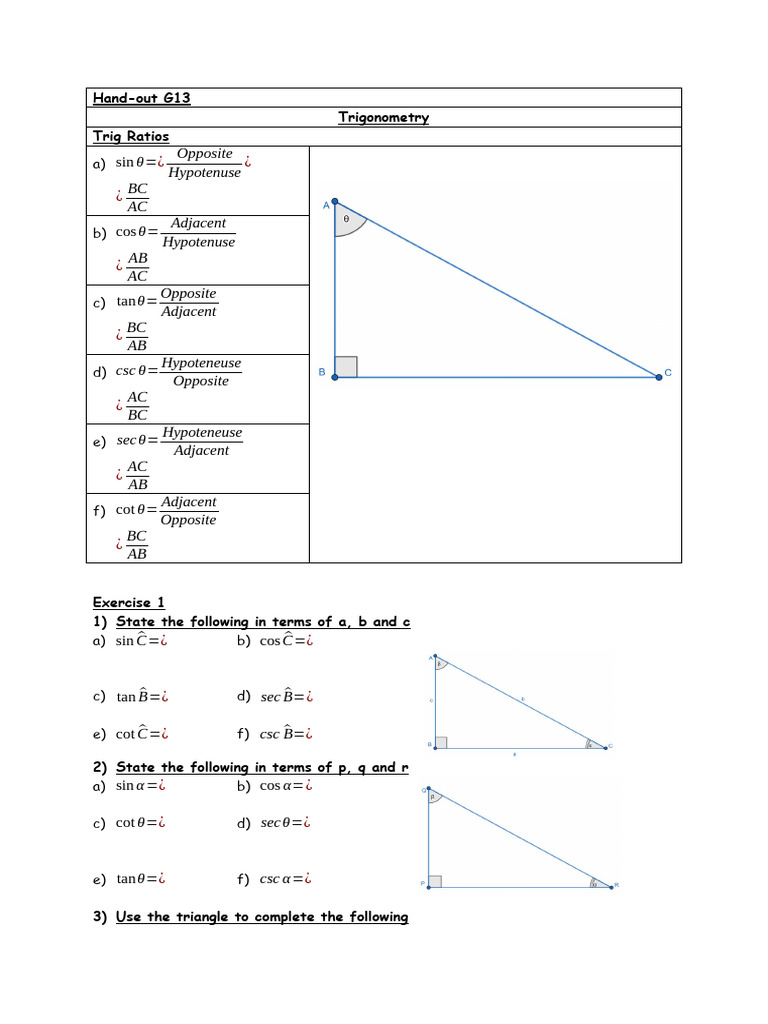 T2 Lesson Plan 6 Worksheets Trigonometry | PDF | Trigonometry | Elementary Geometry