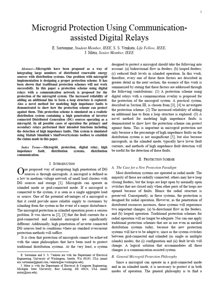 Sortomme Venkata Mitra MG Prot | PDF | Distributed Generation | Relay