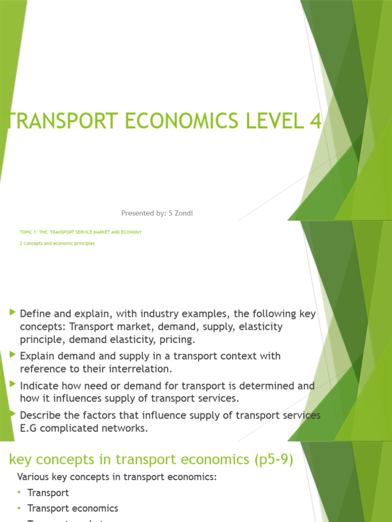 Key Concepts in Transport Economics | PDF | Elasticity (Economics) | Demand