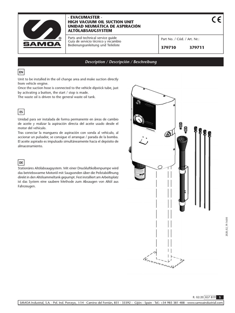 Despiece VACUMASTER | PDF | Gases | Tecnologías de gas