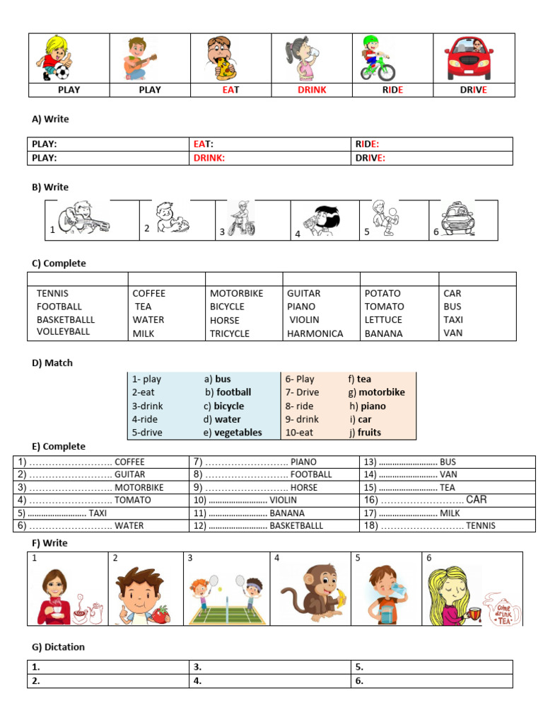 VERBS | PDF | Lunch | Drink