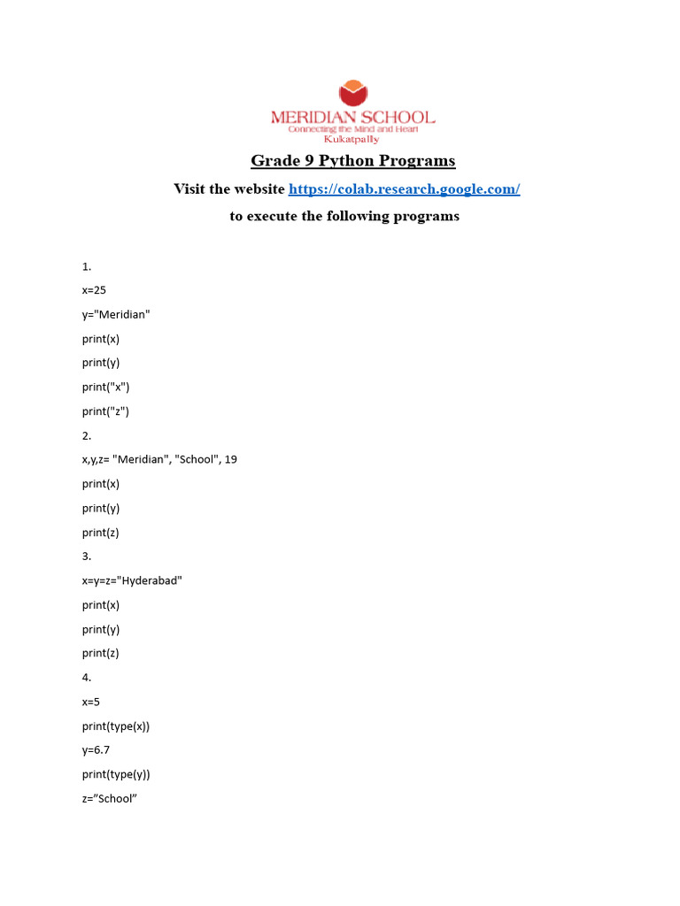 Python Prgms GR 9 HHW | PDF | Mathematics | Arithmetic