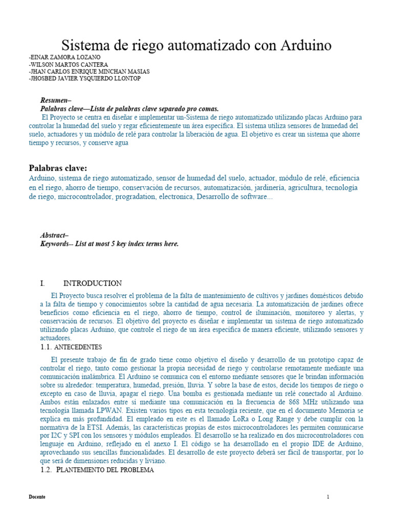 Informe - Proyecto Final - Electrónica Digital 2002 | PDF | Arduino | Riego