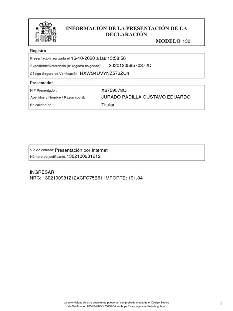 Gustavo Jurado Modelo 130 3T 2020 - 210929 - 090929 | PDF | Economias