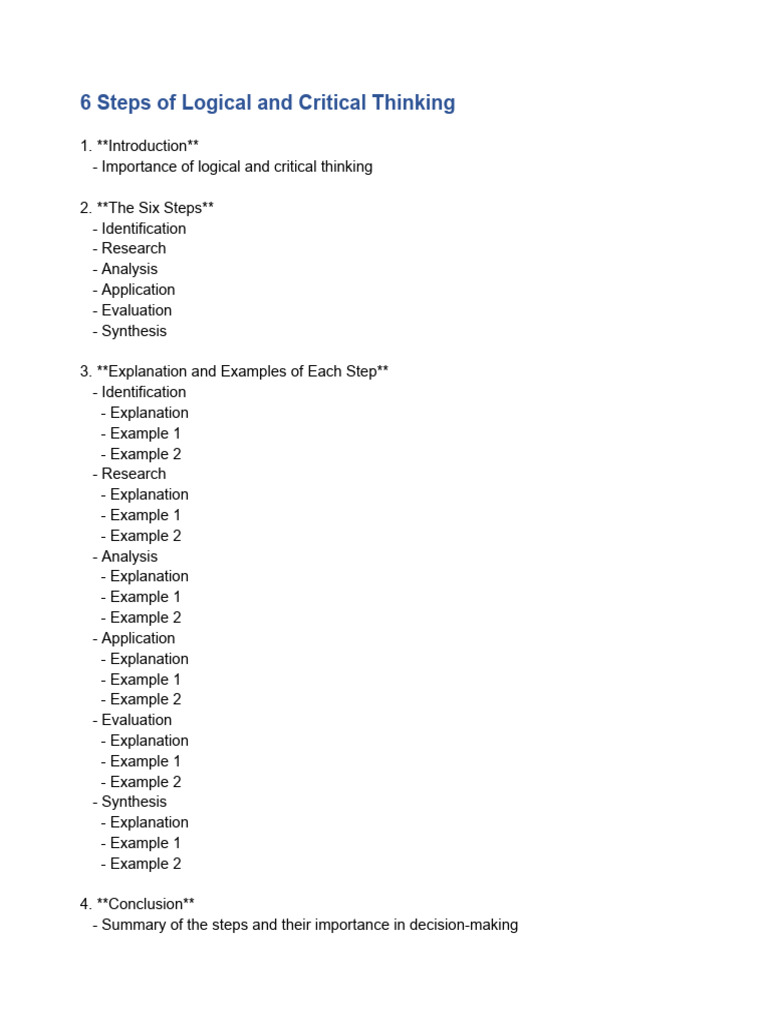 6 Steps of Logical and Critical Thinking | PDF | Critical Thinking ...