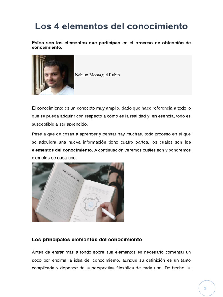 Los 4 Elementos Del Conocimiento | PDF | Pensamiento | Conocimiento