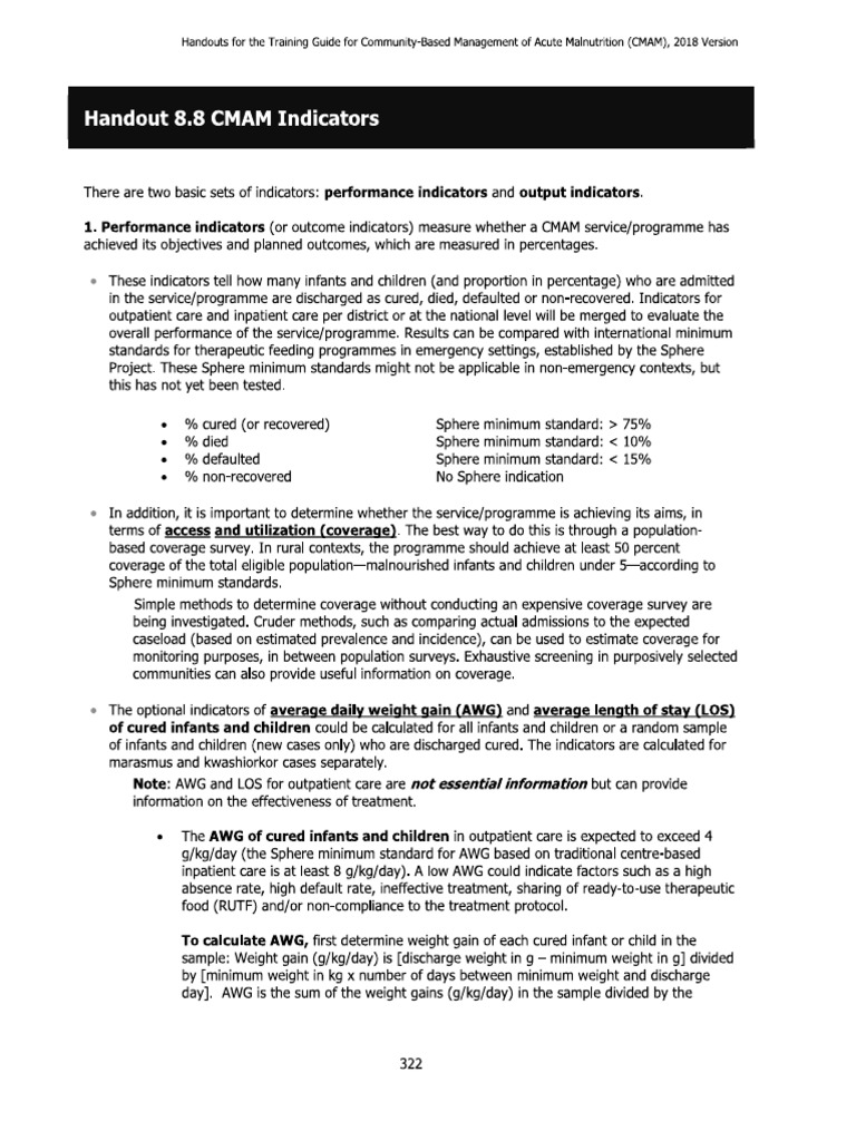 CMAM Performance Indicator | PDF