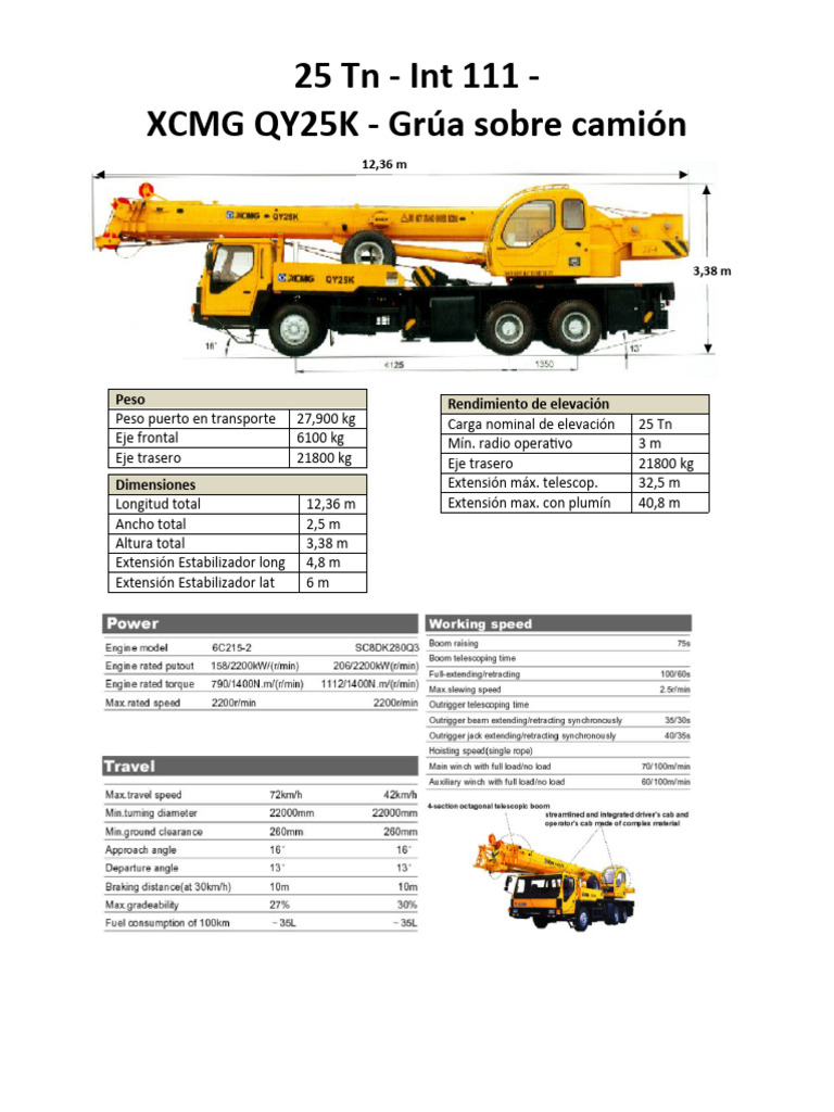 25 TN - Int 111 - XCMG QY25K | PDF