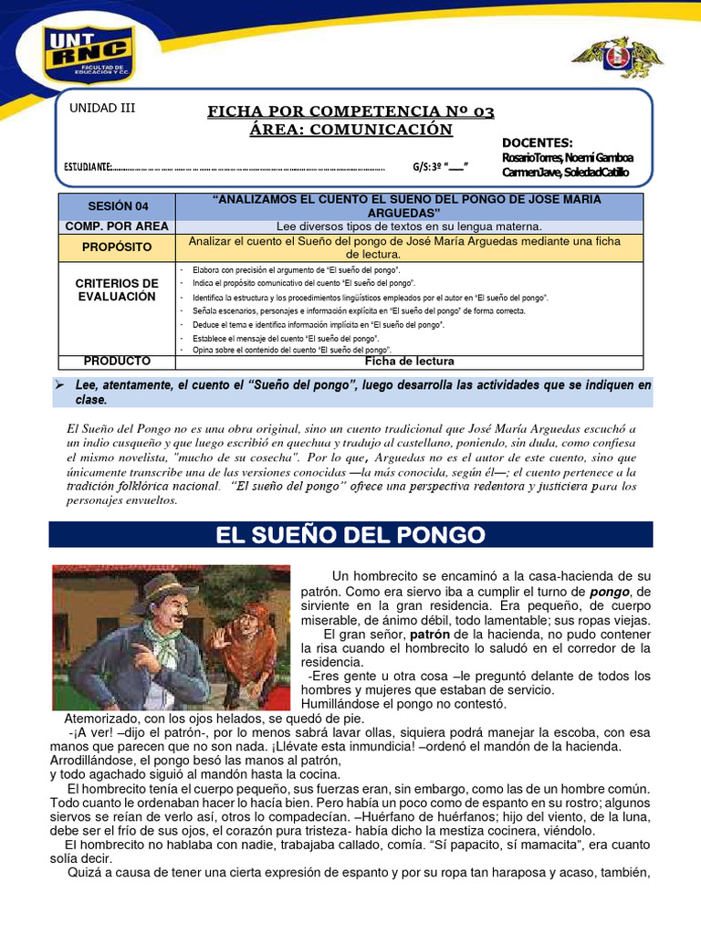 Sesión 3 COM Ficha Comp de 3º | PDF | Cuentos