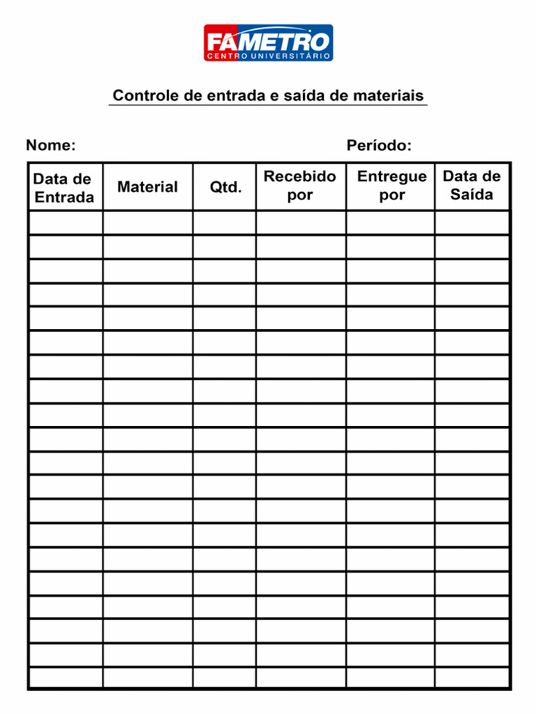 Controle de entrada e saida de material (Ste) | PDF