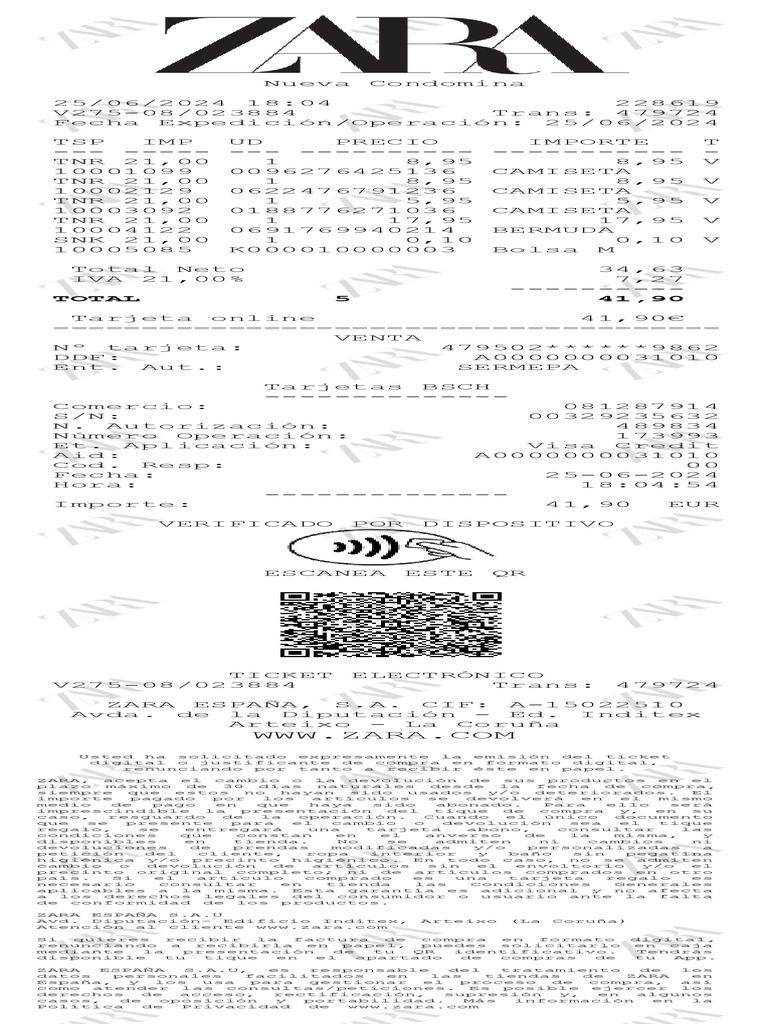Zara Mur-nueva Condomina Da0846581da44836b1961461a2b83f29 Ticket de Compra | PDF