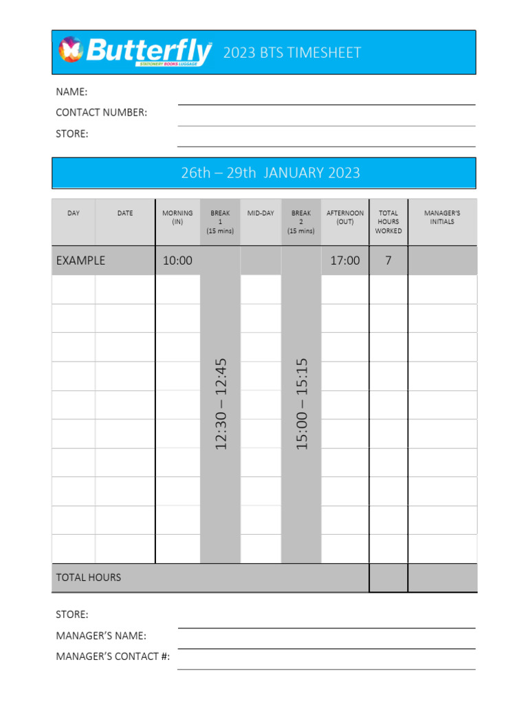 Blank Timesheet Extended | PDF