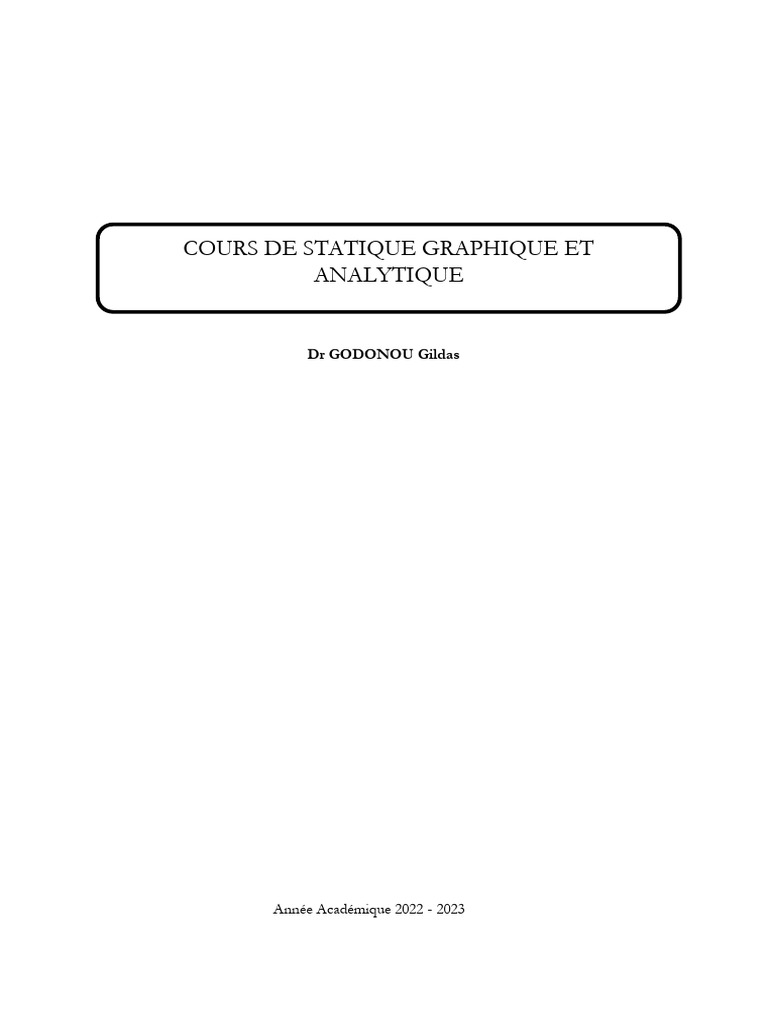 Statique Graphique et Analytique | PDF | Treillis (assemblage) | Obliger
