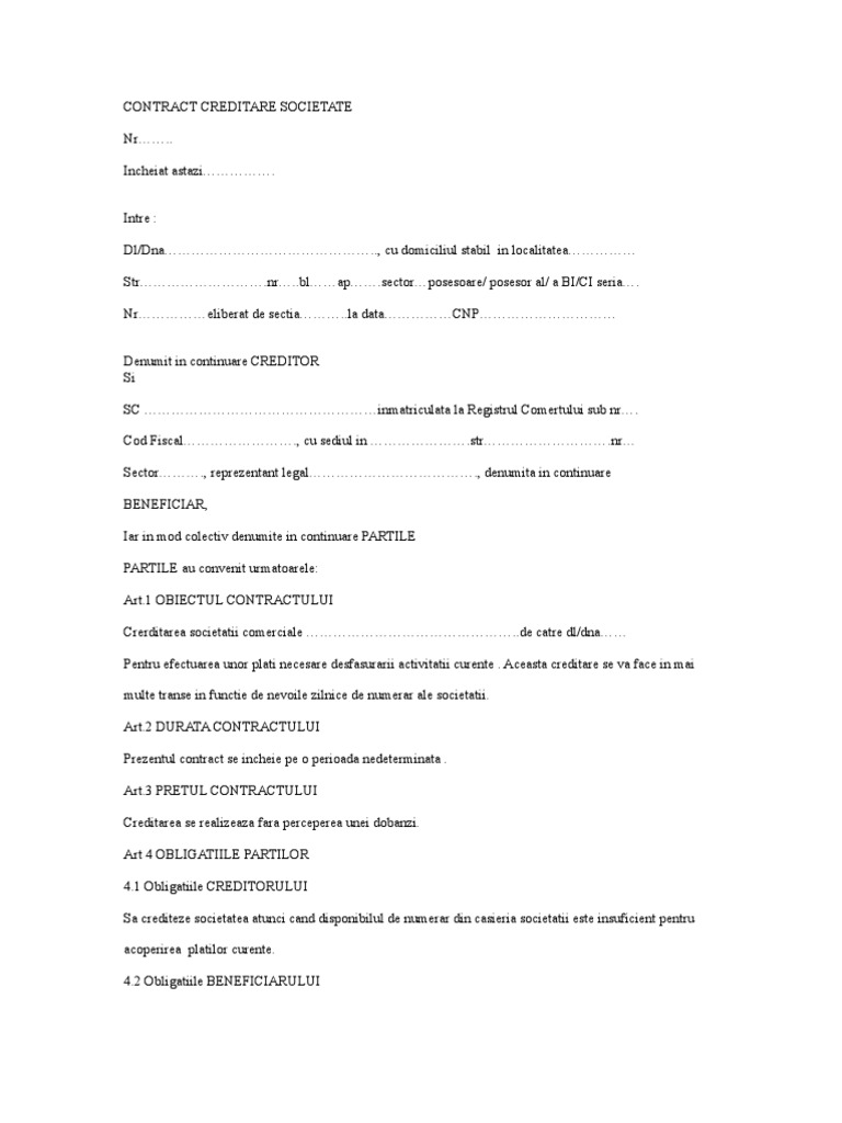 Contract de Creditare Societate | PDF