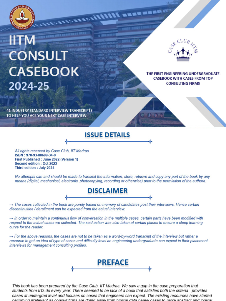 IIT Madras Casebook 2024-25 Guide | PDF | Warehouse | Profit (Economics)