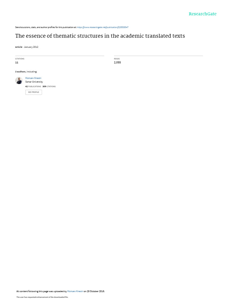 The Essence of Thematic Structures in The Academic | PDF | Translations ...