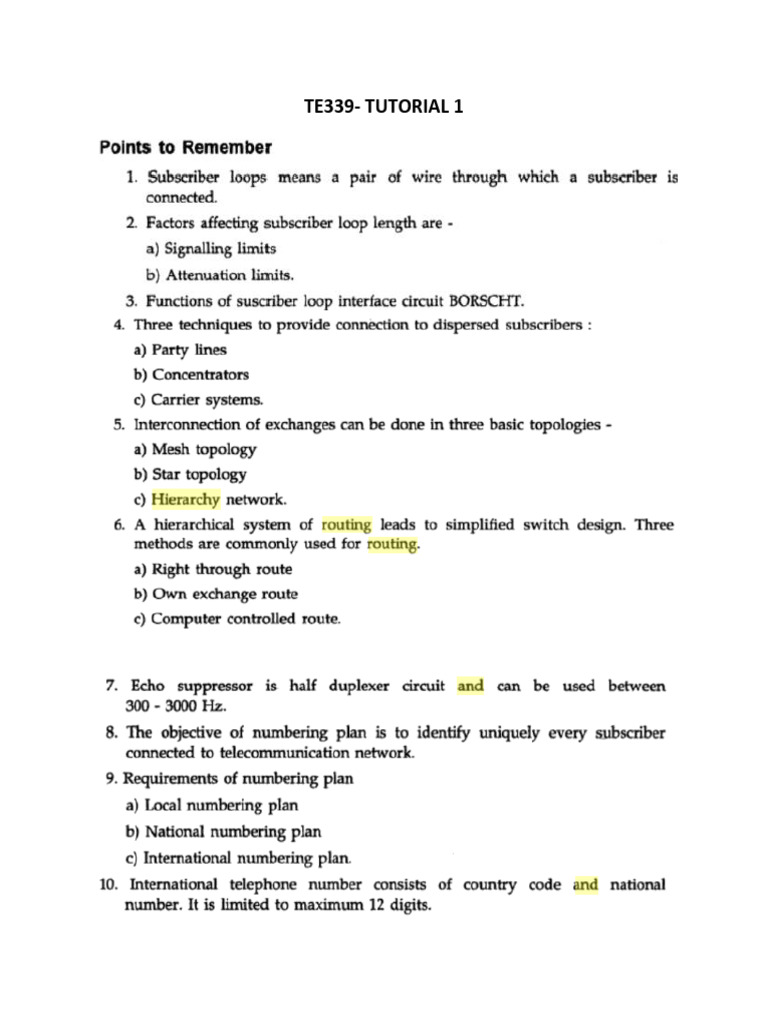 Numbering Plan in Telephone Networks | PDF