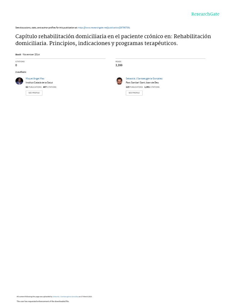 Capítulo Rehabilitación Domiciliaria en El Paciente Crónico En: Rehabilitación Domiciliaria ...