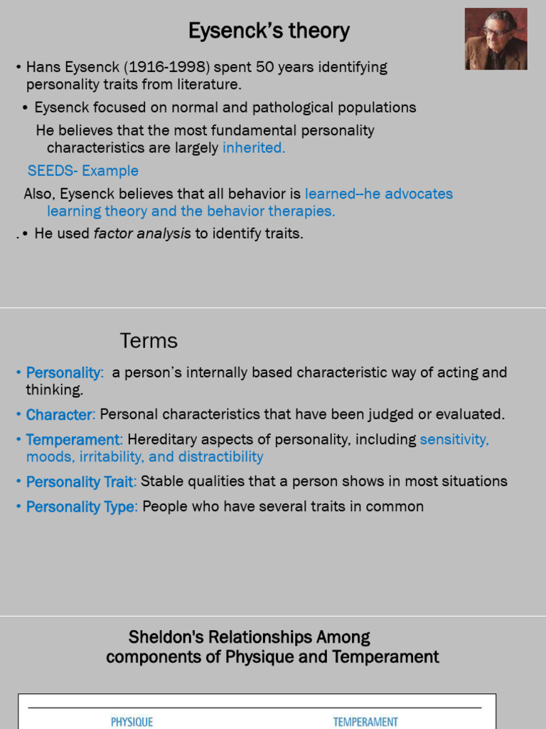 L-8-3 Eysenck theory | PDF | Extraversion And Introversion | Abnormal Psychology