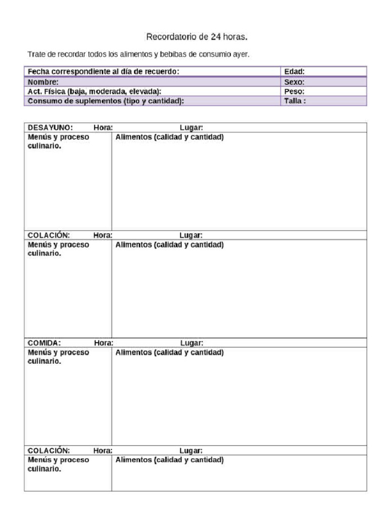 Recordatorio de 24 Horas | PDF