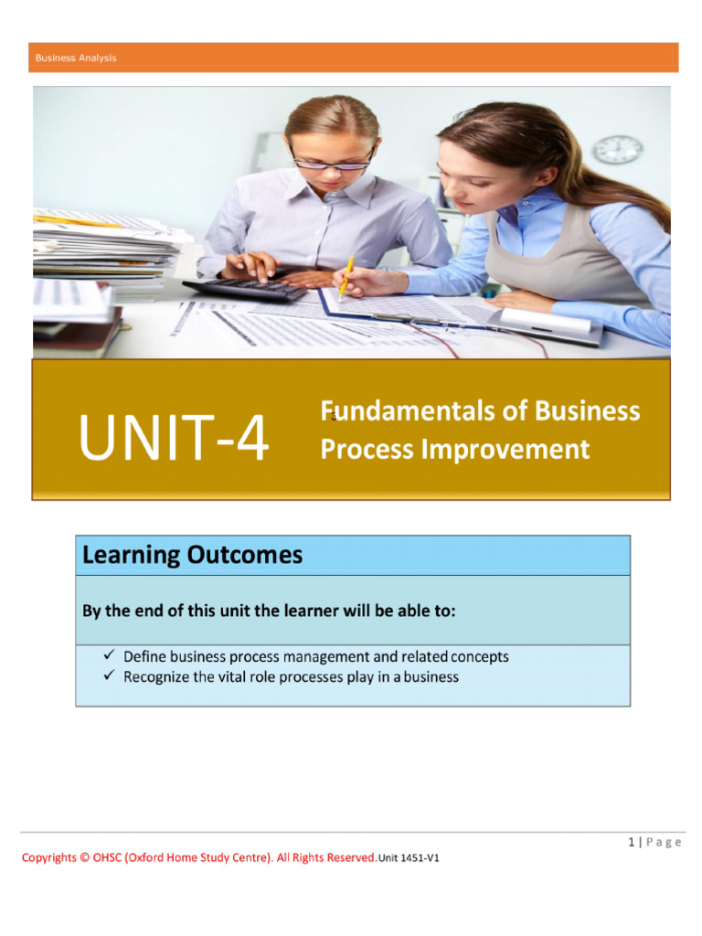 1678719151unit 4 Fundamentals of Business Process Improvement | PDF