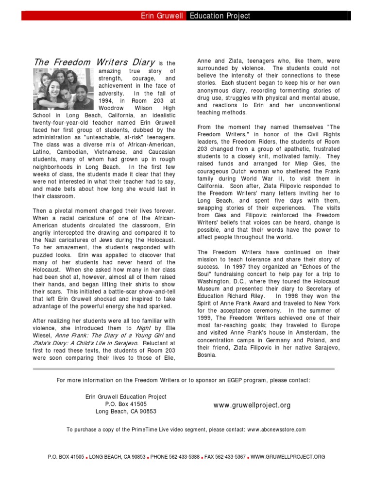 Freedom Writers Diary Summary | Teachers | Teaching And Learning