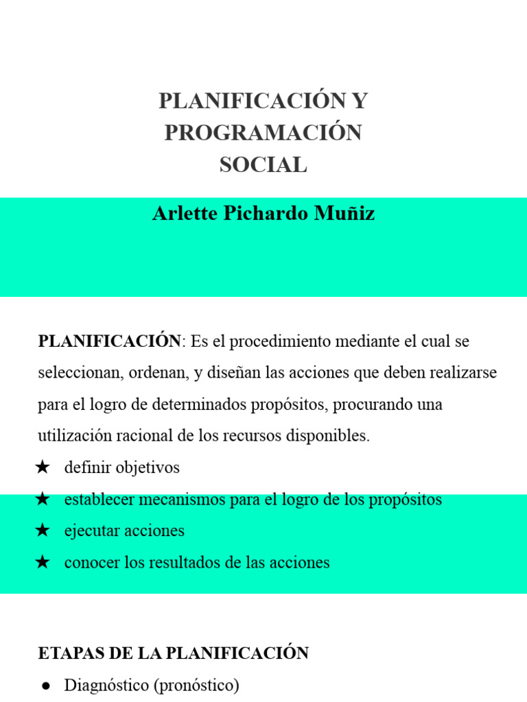 Pichardo Muñiz Arlette. PLANIFICACIÓN Y PROGRAMACIÓN SOCIAL.pptx | PDF