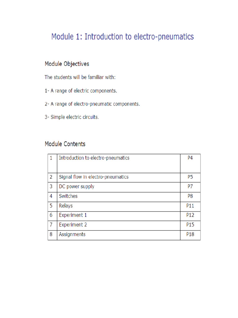 Introduction To Electro-Pneumatics | PDF