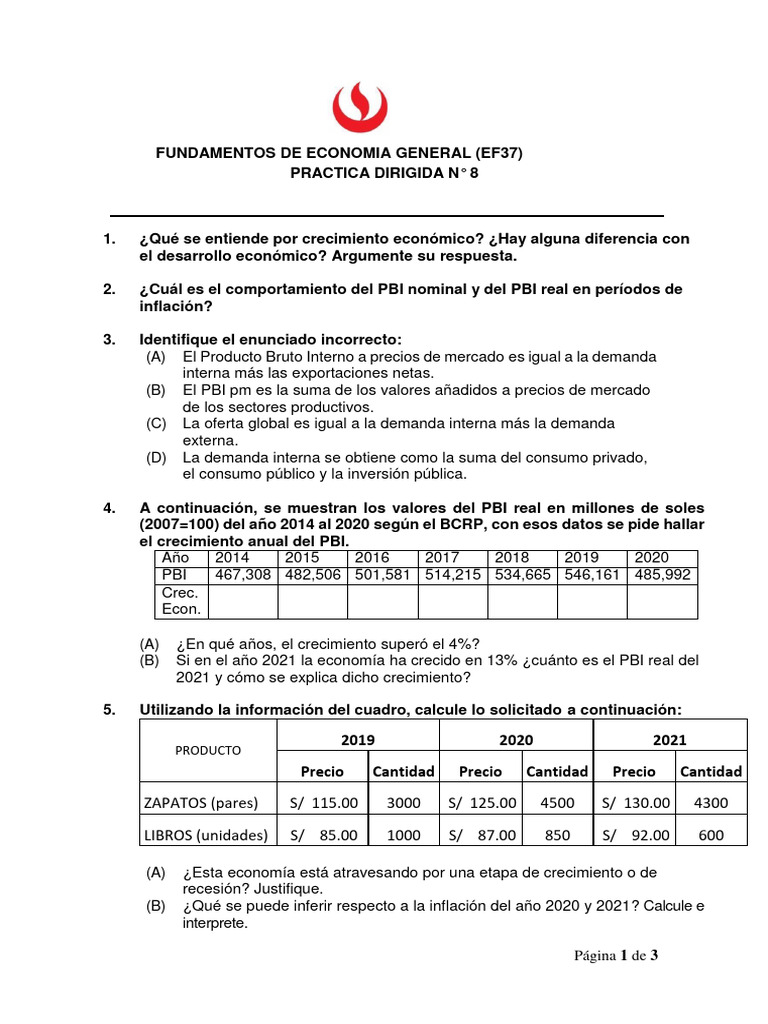 PD8 - PBI Nominal y Real | PDF | Producto Interno Bruto | Economias