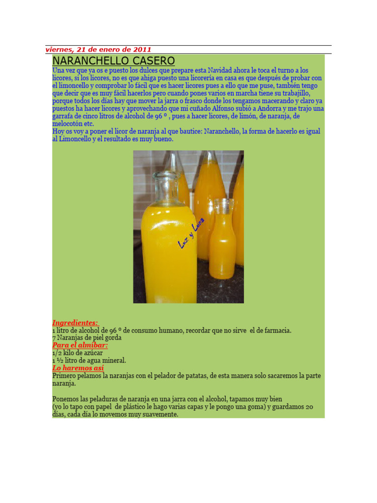 licor de naranja y de limon | PDF