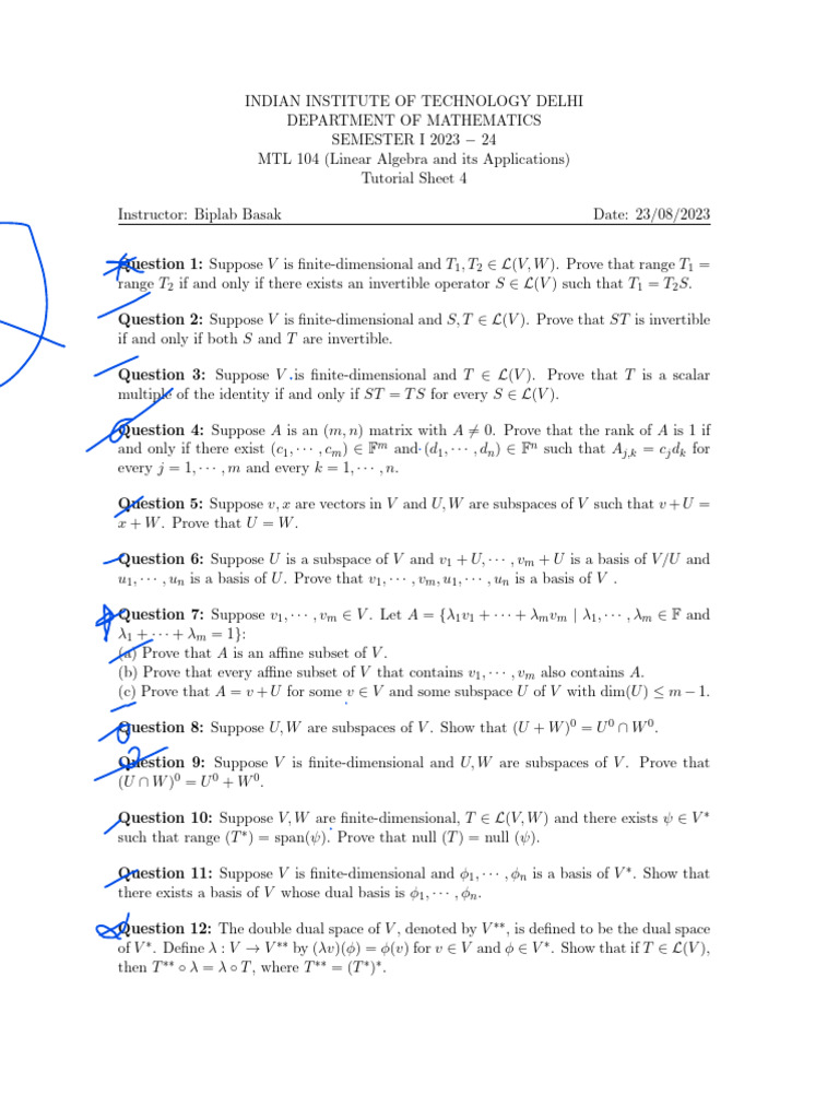 MTL104 Tutorial | PDF