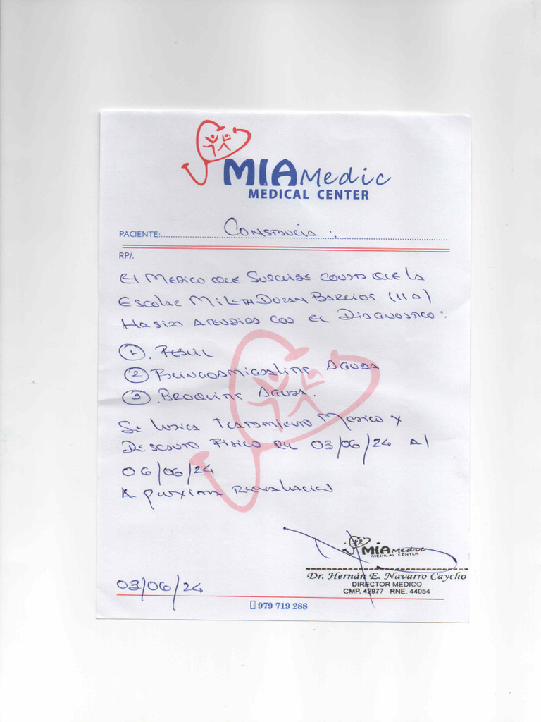 Constancia y Receta Milleth Durand | PDF