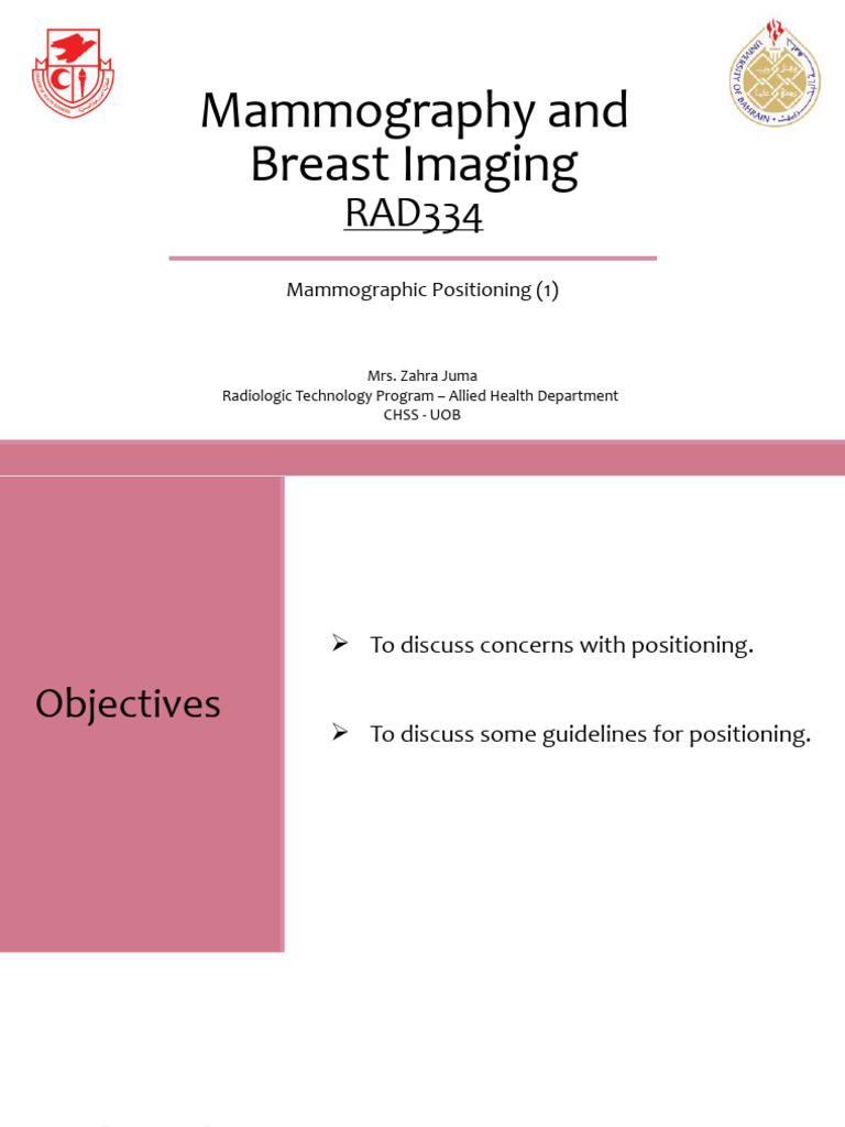 RAD334 - PPT.6 - Mammographic Positioning | PDF | Mammography | Breast ...