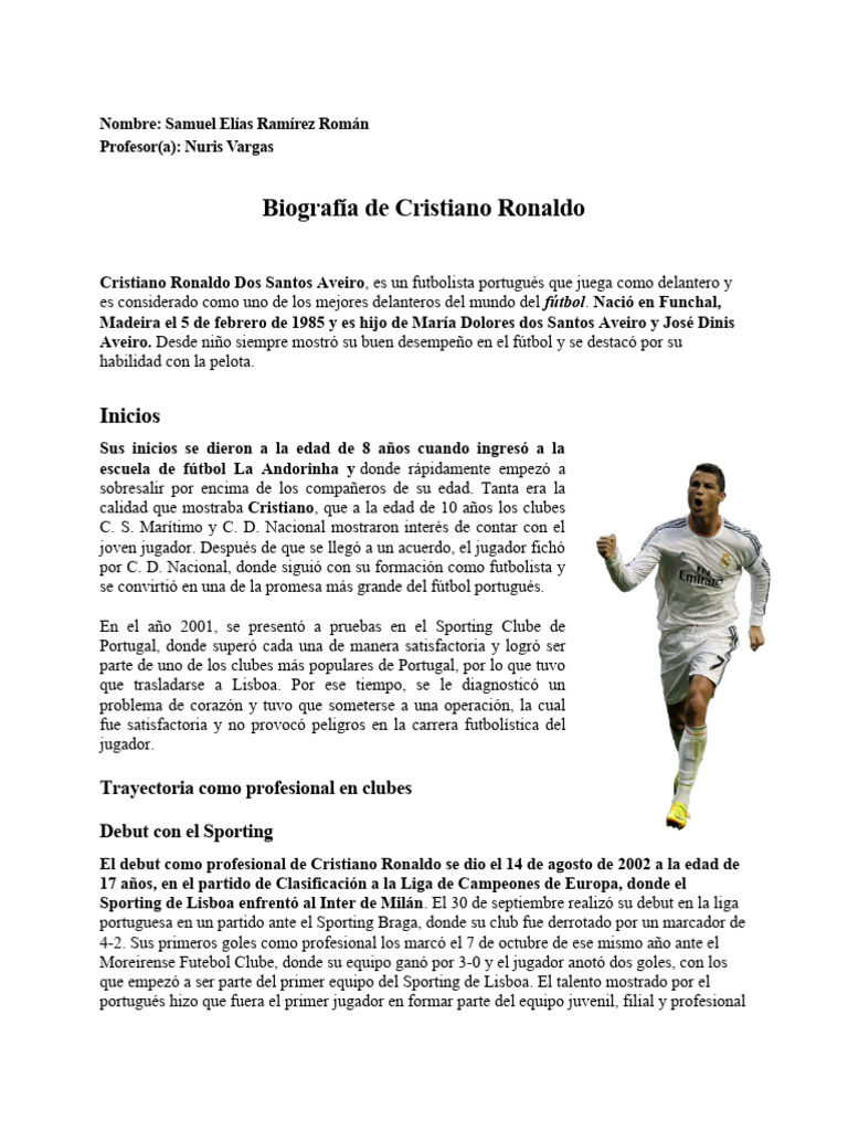 Biografía de Cristiano Ronaldo | PDF | Asociación de equipos de fútbol | Asociación de ...