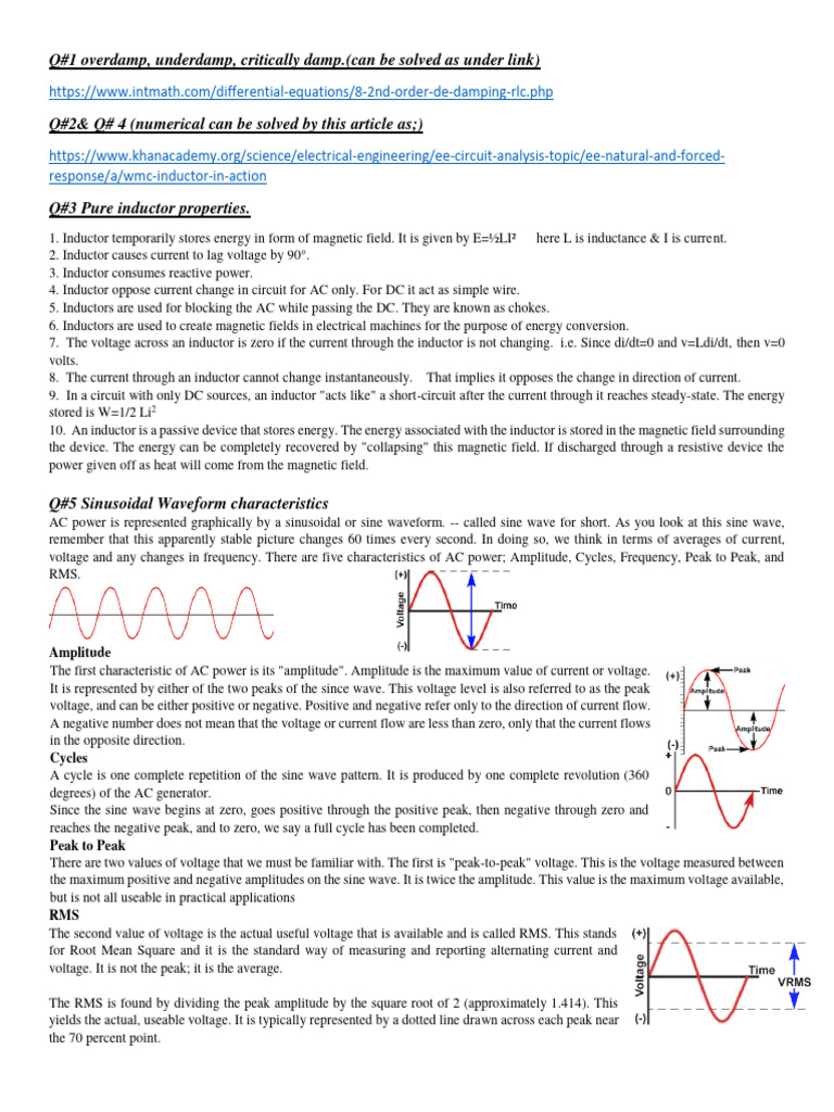 AC Circuit Analysis Paper Solve | PDF | Amplitude | Inductor