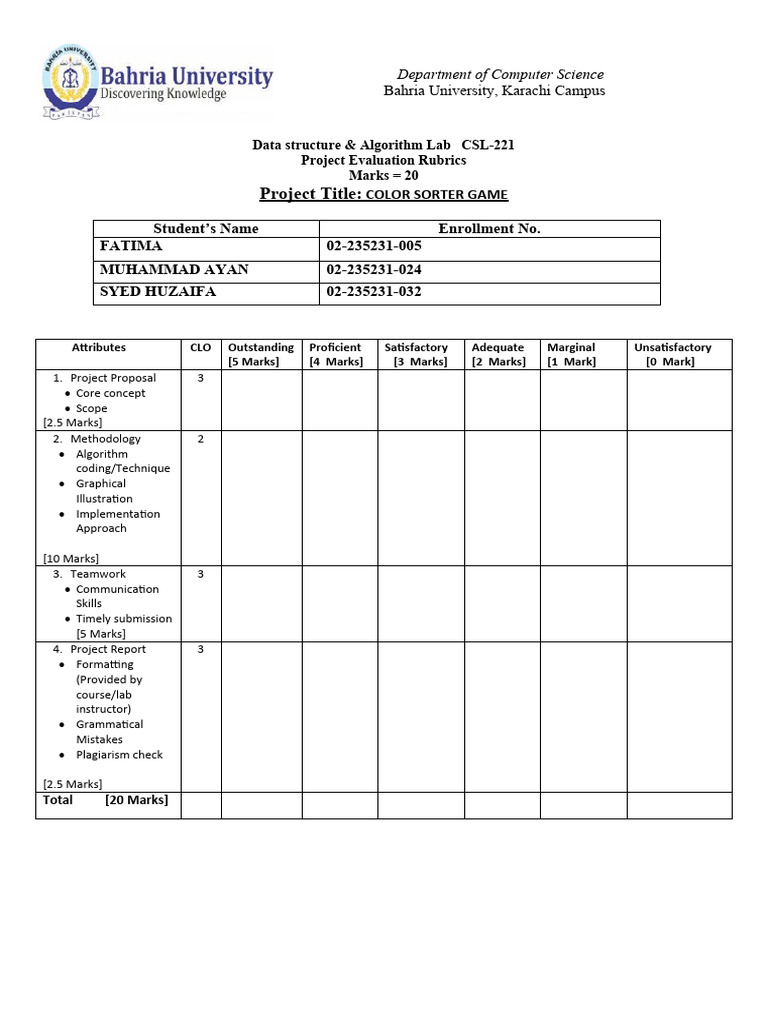 CS Student Project Evaluation | PDF