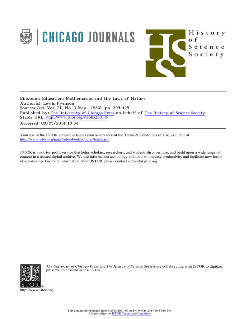 Pyeson Einsteins Education Pdf Albert Einstein Luminiferous Aether