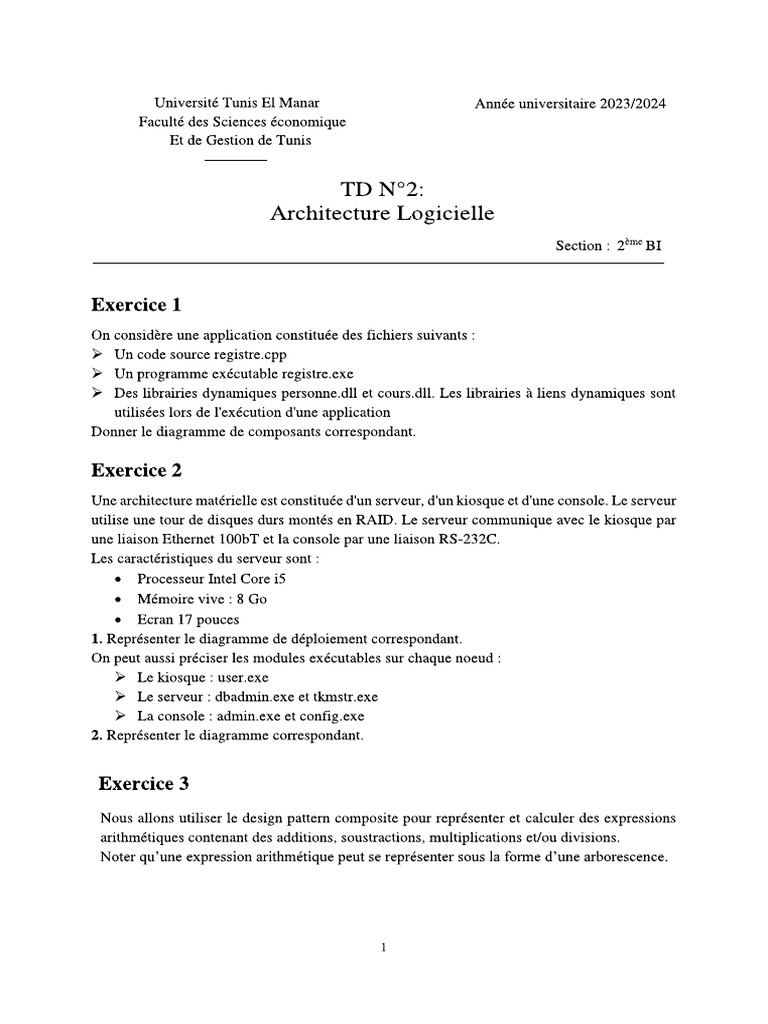 TD 2 - Architecture Logicielle | PDF