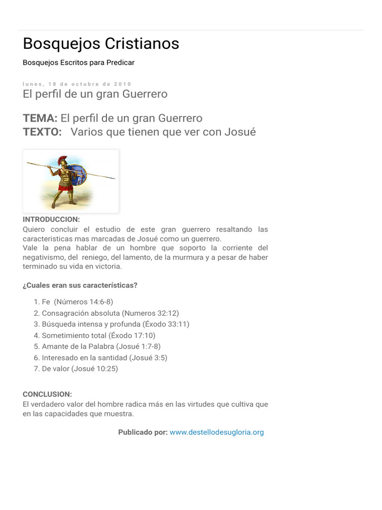 Bosquejos Cristianos - El Perfil de Un Gran Guerrero | PDF