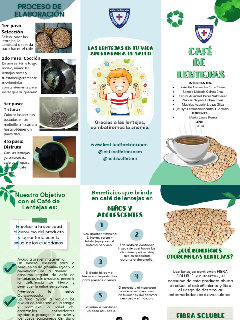 Triptico Cafe de Lentejas (Anti Anemia!) | PDF | Sistema circulatorio | Sangre